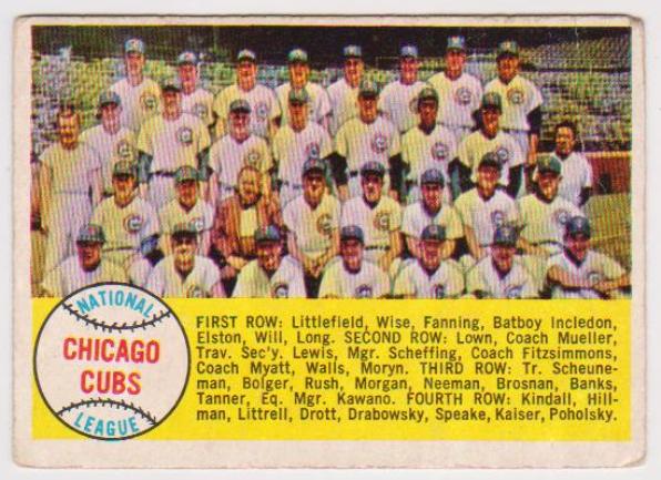 1958 Topps Chicago Cubs #327 Team Card w/ Ernie Banks + More | Property ...