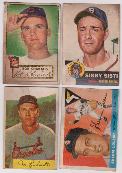 4 Different 1950's Topps/Bowman Baseball Cards (1952-1955) | Property Room