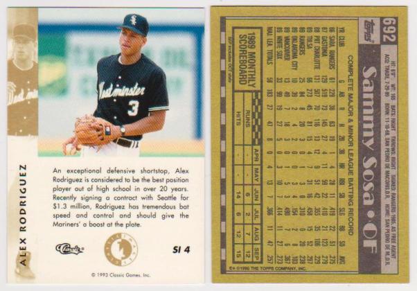 Rookies - Alex Rodriguez 1993 Classic Images Sudden Impact + Sammy Sosa ...