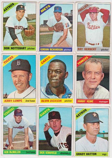 9 Different 1966 Topps Baseball Cards - Vintage Lot | Property Room