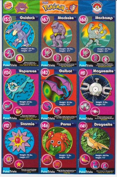 1999 Pokemon Master Trainer Collector Set Uncut 9 Card Sheet #4 ...