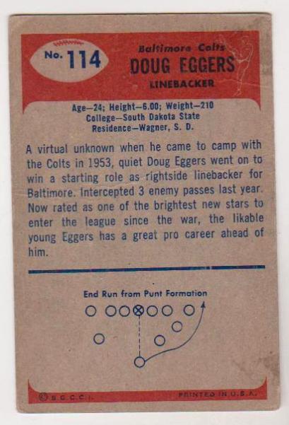 1955 Bowman Football Doug Eggers #114 Card | Property Room
