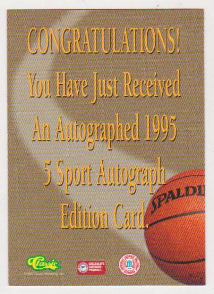 Signed - Michael Finley 1995 Classic 5-Sport Certified Autographed ...
