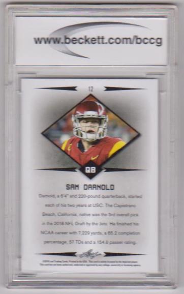Rookie Graded BCCG 10 - Sam Darnold 2018 Leaf #12 Card | Property Room