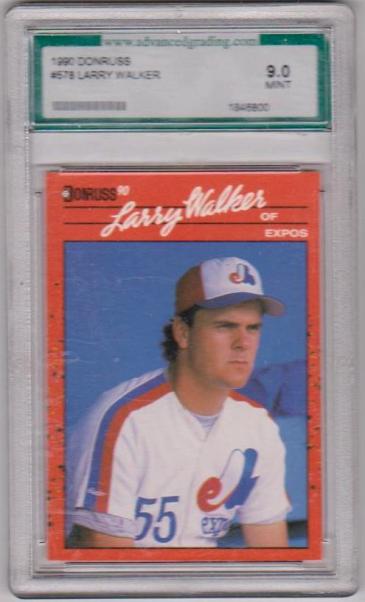 Rookie Graded Mint 9 - Larry Walker 1990 Donruss #578 Card | Property Room