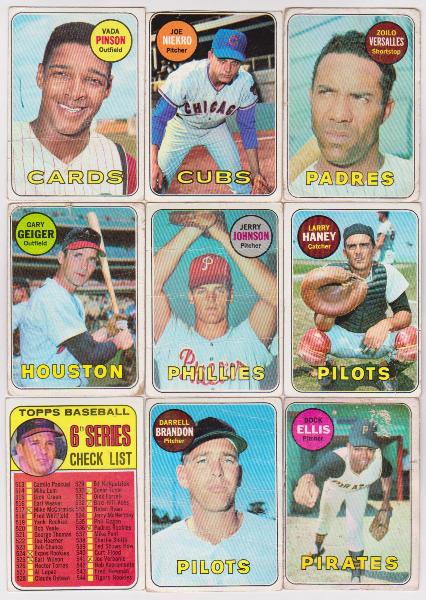 9 Different 1969 Topps Baseball Cards - Vintage Lot | Property Room