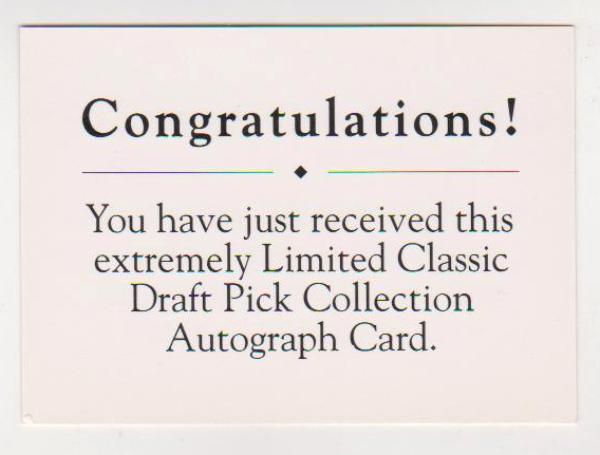 Signed - Pat Falloon 1991 Classic Draft Picks Certified Autographed ...