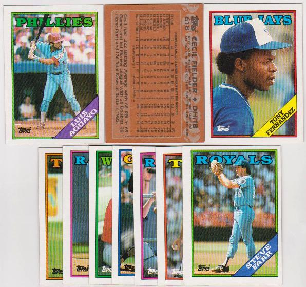 ERROR LOT - 10 Assorted 1988 Topps Baseball Wrong Back Errors w/ Tony ...