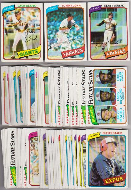 75 Different 1980 Topps Baseball Cards - Jack Clark, Tommy John + More ...