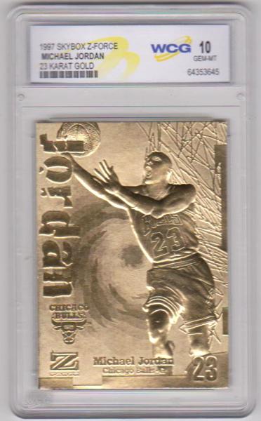 Graded Gem Mint 10 - Michael Jordan 1997 Skybox Z-Force 23 Kt Gold Card ...