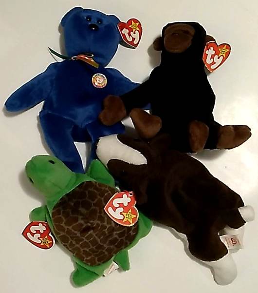 4 Different Ty Beanie Babies - 1993-1998 - w/ Clubby The Bear + More ...