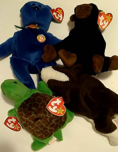 4 Different Ty Beanie Babies - 1993-1998 - w/ Clubby The Bear + More ...