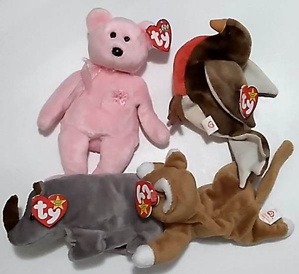 4 Different Ty Beanie Babies - 1993-2000 - w/ Sakura The Bear + More ...