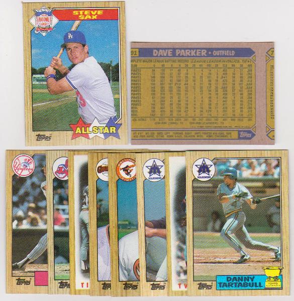 ERROR LOT - 10 Different 1987 Topps Baseball Wrong Back Errors w/ Dave ...