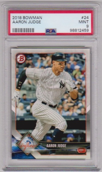 Graded PSA Mint 9 - Aaron Judge 2018 Bowman #24 Card | Property Room