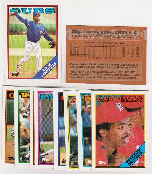 ERROR LOT - 10 Assorted 1988 Topps Baseball Wrong Back Errors - Lee ...