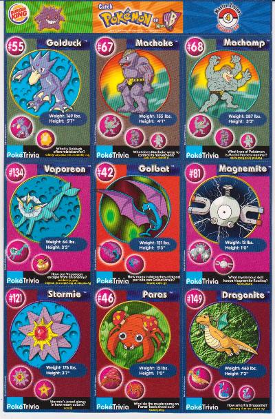 1999 Pokemon Master Trainer Collector Set Uncut 9 Card Sheet #4 ...