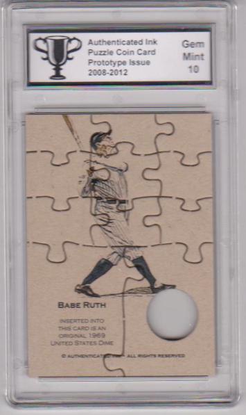 Graded Gem Mint 10 - Babe Ruth Authenticated Ink Puzzle Prototype Card ...