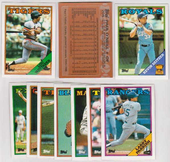 ERROR LOT - 10 Assorted 1988 Topps Baseball Wrong Back Errors w/ Lou ...