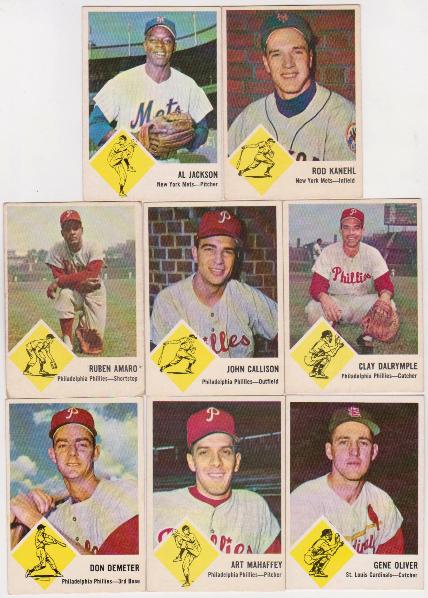 8 Different 1963 Fleer Baseball Cards - Vintage Lot | Property Room