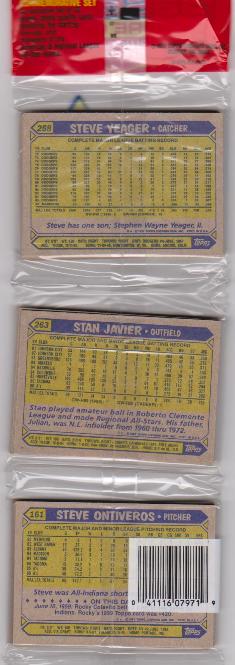 1987 Topps Baseball 49 Card Rack Pack w/ Roger Clemens On Front ...