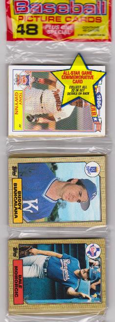 1987 Topps Baseball 49 Card Rack Pack w/ Tony Gwynn On Front | Property ...