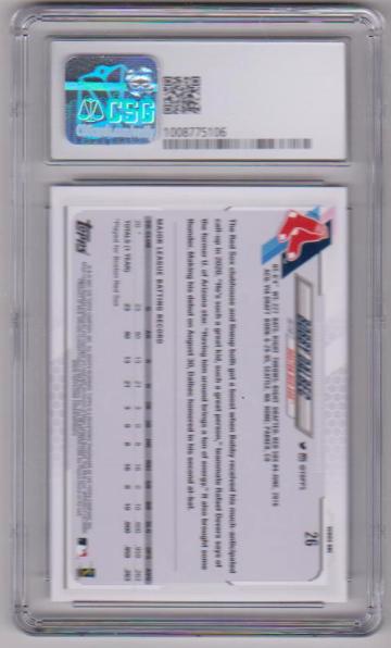 Rookie Graded CSG Mint 9 - Bobby Dalbec 2021 Topps #26 Card | Property Room