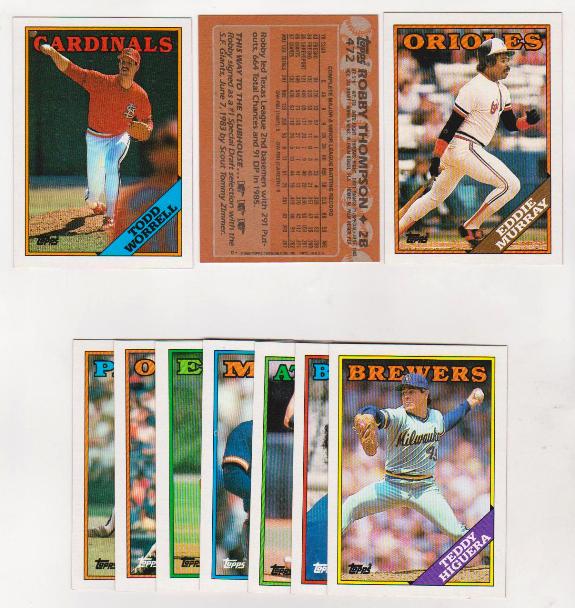 ERROR LOT - 10 Assorted 1988 Topps Baseball Wrong Back Errors - Eddie ...