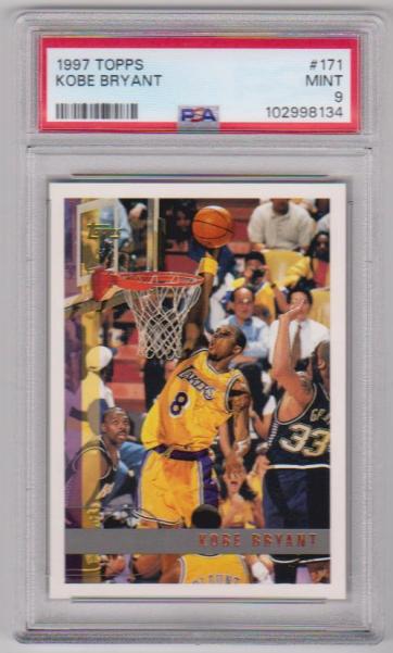 Graded PSA Mint 9 - Kobe Bryant 1997-98 Topps #171 2nd Year Card ...