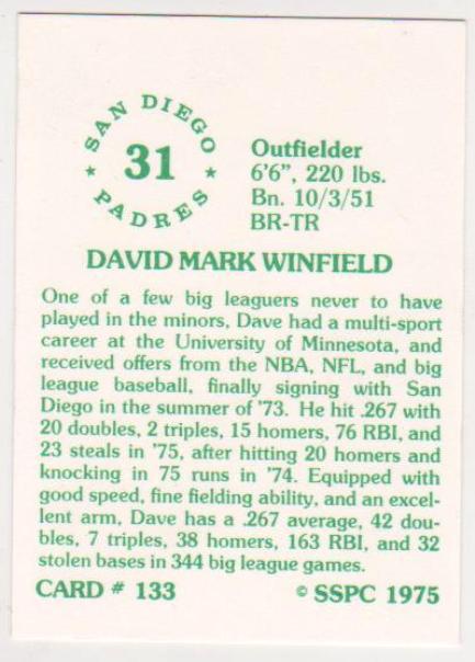 1975 SSPC Dave Winfield #31 Card - HOF'er | Property Room