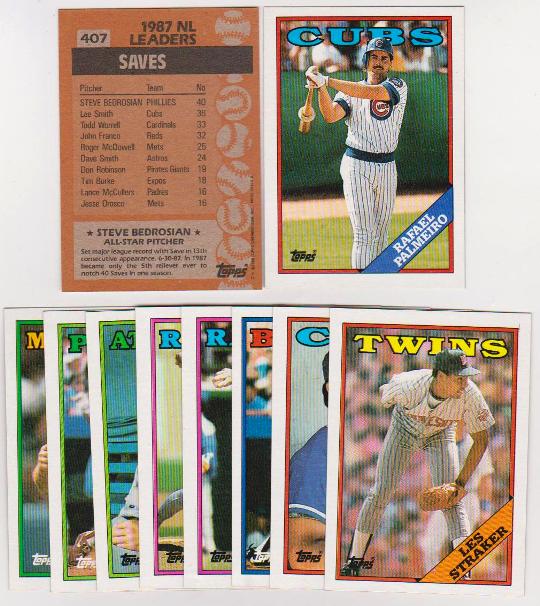 ERROR LOT - 10 Assorted 1988 Topps Baseball Wrong Back Errors w/ Rafael ...