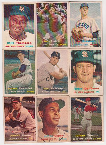 9 Different 1957 Topps Baseball Cards - Vintage Collection | Property Room