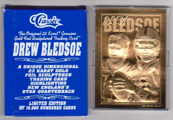 23 kt Gold - Drew Bledsoe 1995 Classic Gold Card In Box w/COA - Only ...