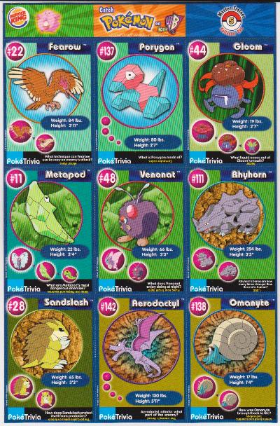 1999 Pokemon Master Trainer Collector Set Uncut 9 Card Sheet #5 ...