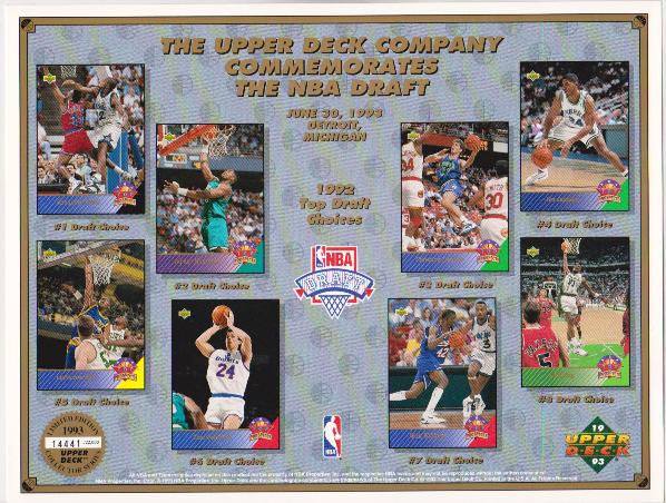 1993 Upper Deck 8.5x11 NBA Draft Sheet w/ Shaquille O'Neal Rookie ...
