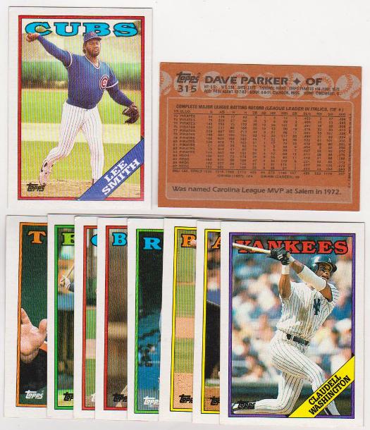 ERROR LOT - 10 Assorted 1988 Topps Baseball Wrong Back Errors w/ Lee ...