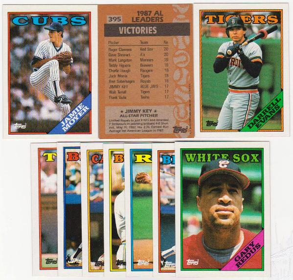 ERROR LOT - 10 Assorted 1988 Topps Baseball Wrong Back Errors w ...