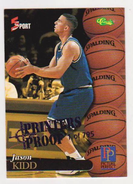 1 Of Only 795 Produced - Jason Kidd 1995 Classic 5-Sport Printers Proof ...