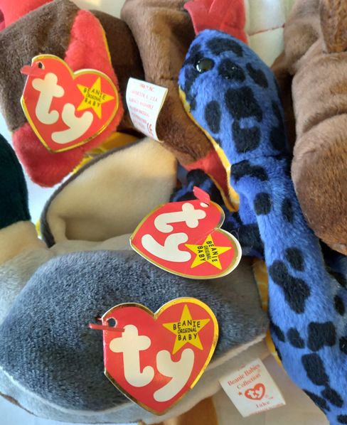 4 Different Ty Beanie Babies - 1993-1998 - w/ Gobbles The Turkey + More ...