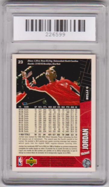 Graded Mint 9 - Michael Jordan 1996-97 Collectors Choice Spanish #23 ...