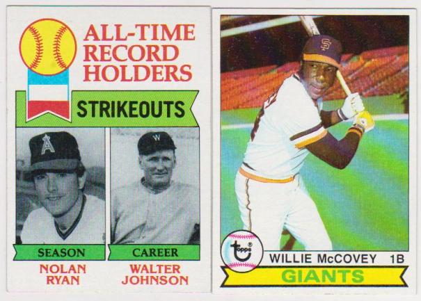 1979 Topps Nolan Ryan/Walter Johnson #417 + Willie McCovey #215 Card ...