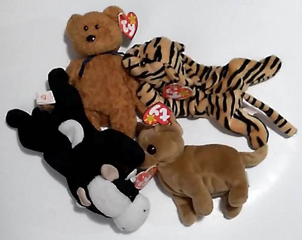 4 Different Ty Beanie Babies - 1993-1999 - w/ Fuzz The Bear + More ...