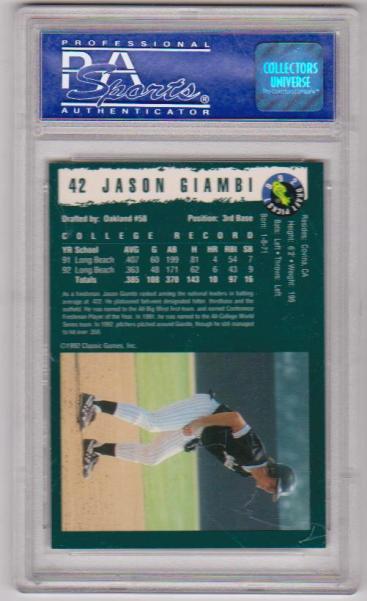PSA Mint 8 1992 Classic Draft JASON GIAMBI #42 Rookie Card | Property Room