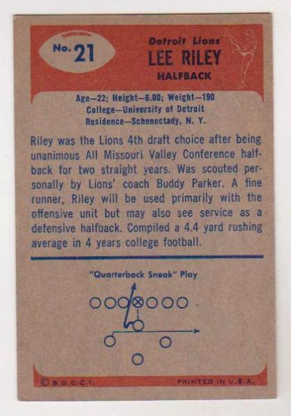 1955 Bowman Football Lee Riley #21 Card | Property Room