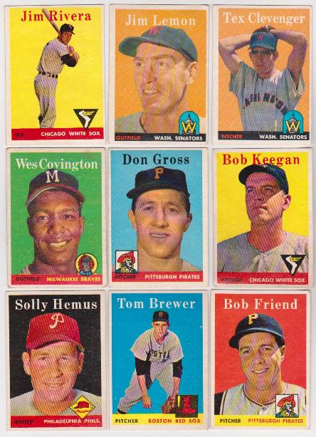 9 Different 1958 Topps Baseball Cards - Vintage Collection | Property Room