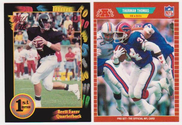 1991 Wild Card Brett Favre #119 + 1989 Pro Set Thurman Thomas #32 ...