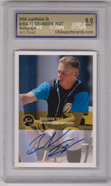 Signed Rookie Graded Mint 9 - Brandon Inge 2000 Just Minors Justifiable ...