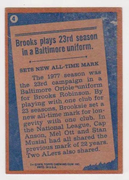 1978 Topps Brooks Robinson #4 Card - HOF'er | Property Room