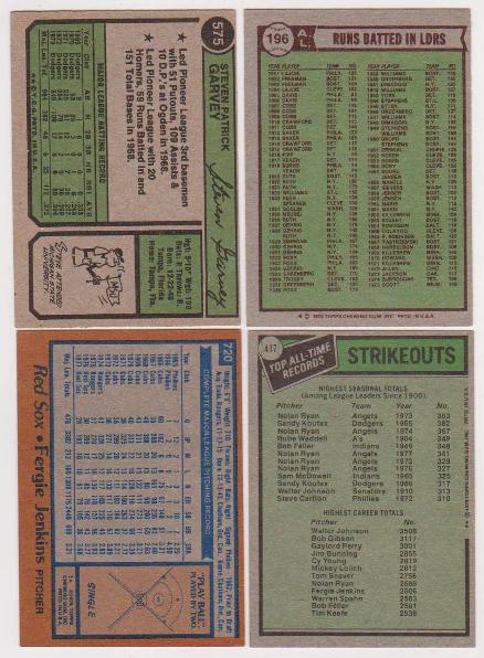 4 Different 1970's Baseball Star/Hall Of Famer Cards (Nolan Ryan/Walter ...