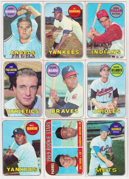 9 Different 1969 Topps Baseball Cards - Vintage Lot | Property Room